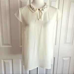 Maison Jules | Tops | Nwt Maison Jules Offwhite Embellished Collar ...